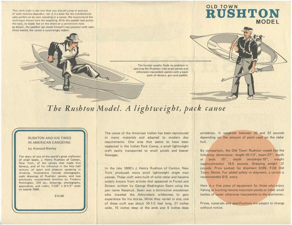 '72 Old Town Rushton pack canoe - installing a seat, where to paddle ...